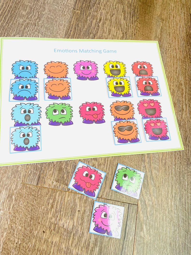 Color Matching Monster Emotions Game - Etsy