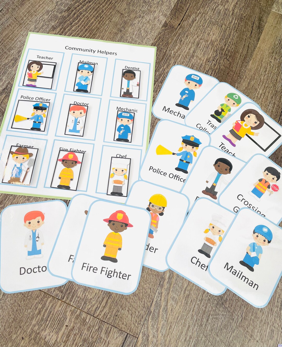 Community Helpers Learning Game Preschool Kindergarten - Etsy