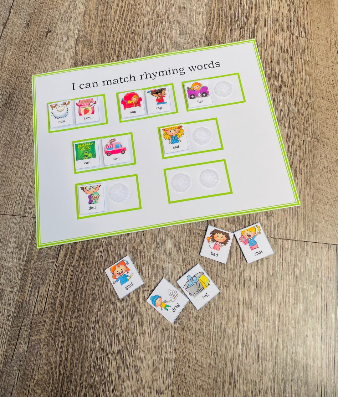 Rhyming Words Game-phonics Game-sight Words for Kids-homeschool ...