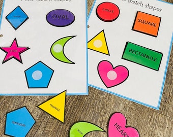 Shape Matching Memory Game Learning Preschool Homeschool - Etsy