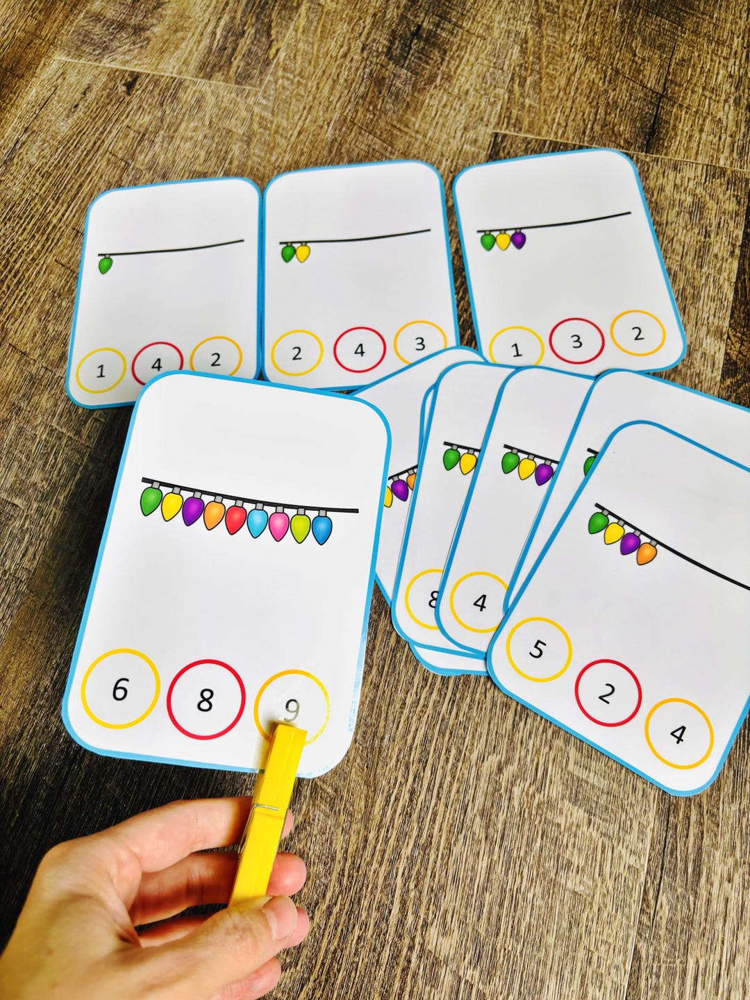 Christmas Lights Counting Clip Cards – Toddler Number Game (PDF ...