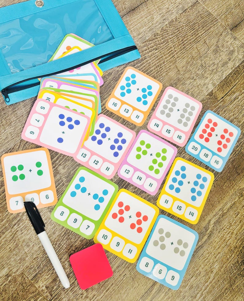 Tarjetas didácticas de suma con puntos, juego de matemáticas imprimible ...