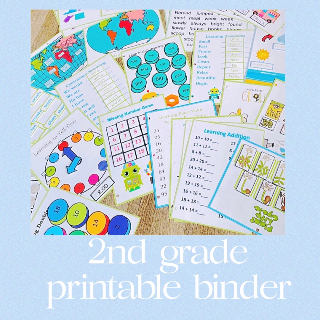 Second Grade Busy Binder, Printable Educational Games, 2nd Grade ...