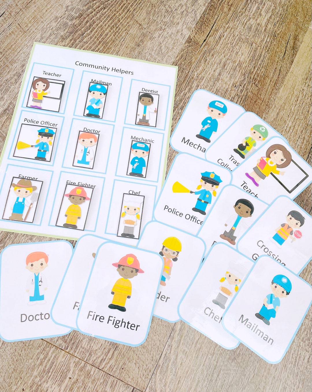 Community Helpers Learning Game, Preschool Kindergarten Montessori ...