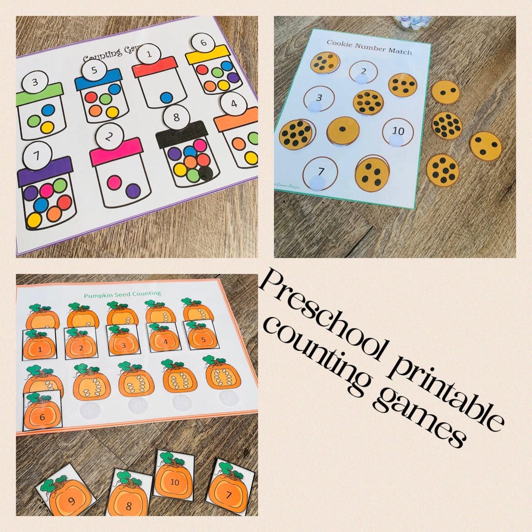 Printable Counting Game Bundle, Number 1-10 Matching Game, Educational ...