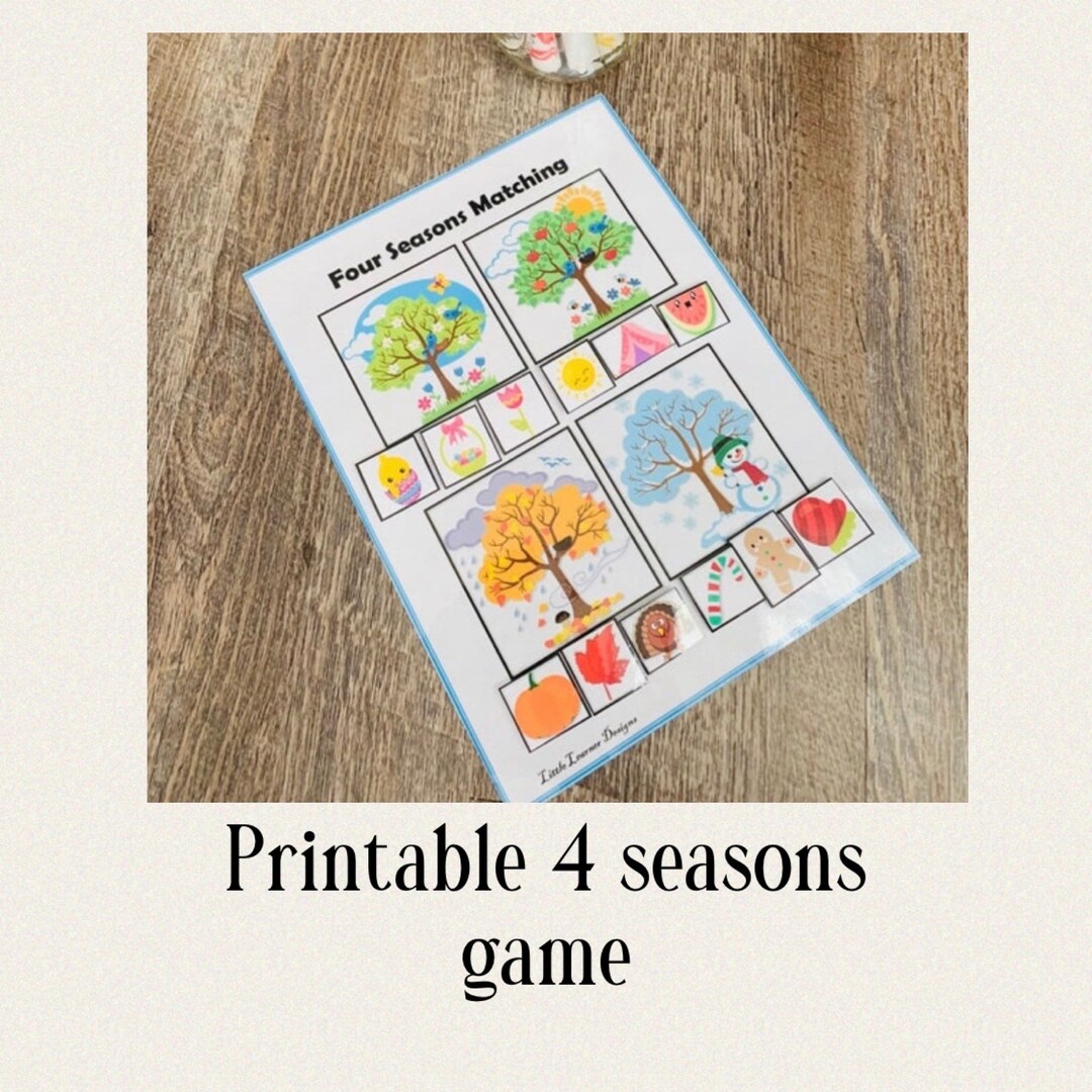 Four Seasons Matching Game, Preschool Busy Book Printable, Montessori ...