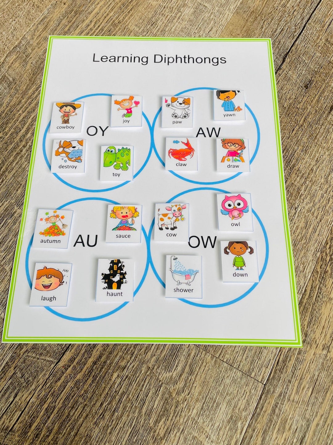 Diphthongs Matching Game, Homeschool Printable, Reading Game, Phonics ...