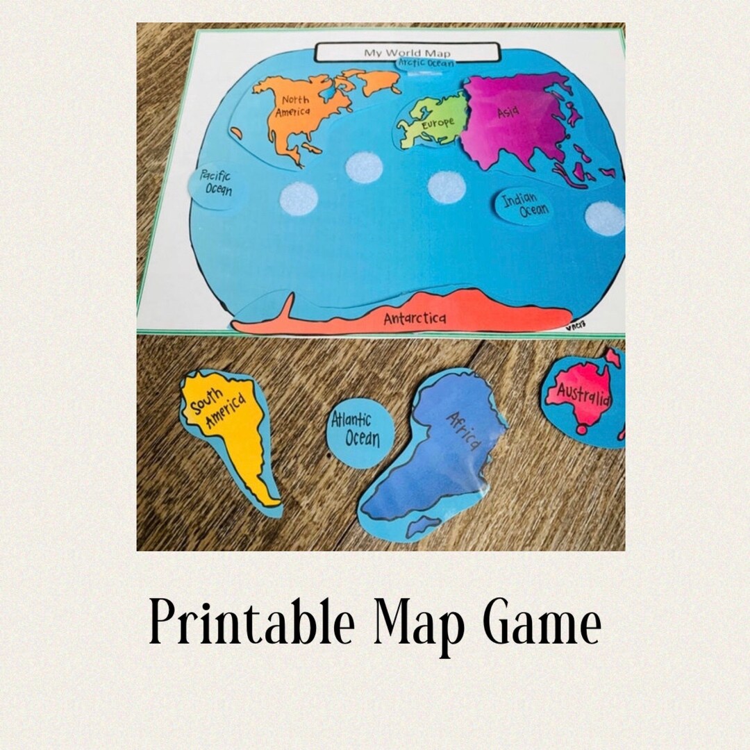 Printable Continent and Oceans Matching Game PDF - Etsy