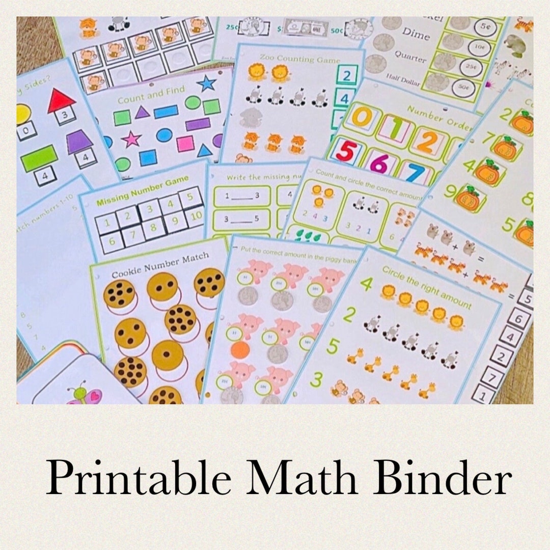 Kindergarten Math Binder, Printable Homeschool Math Busy Book, PDF ...