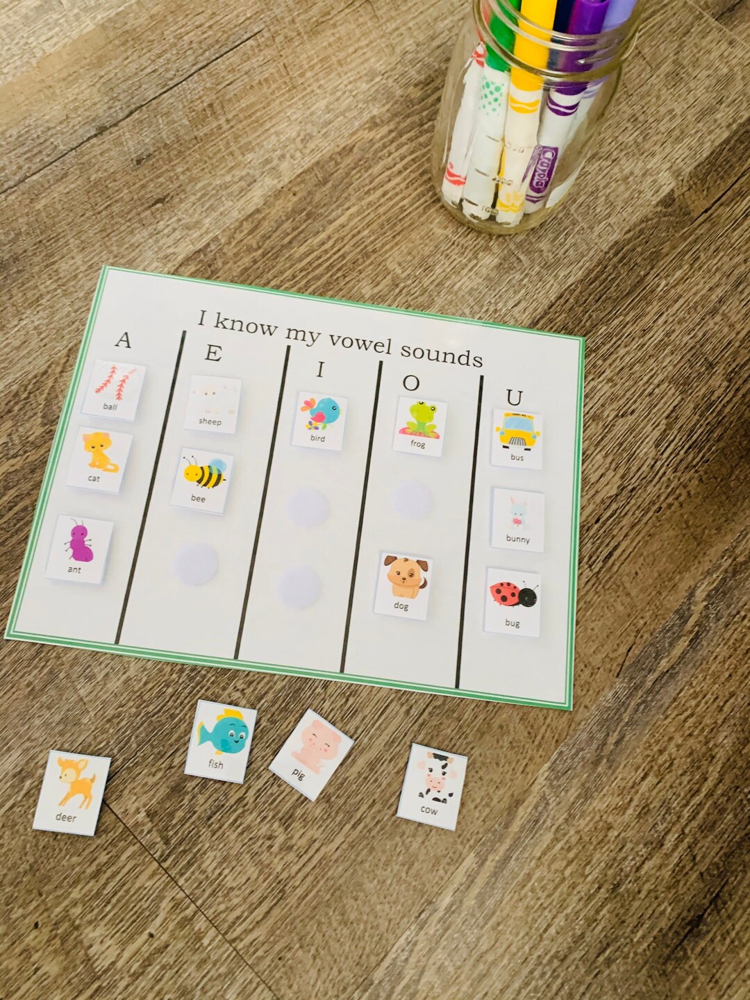 Fun With Phonics: Vowel Matching Game for Kids Boost Reading Skills - Etsy