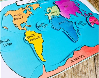 Montessori World Map Printable, Geography Unit, Homeschool World Map ...