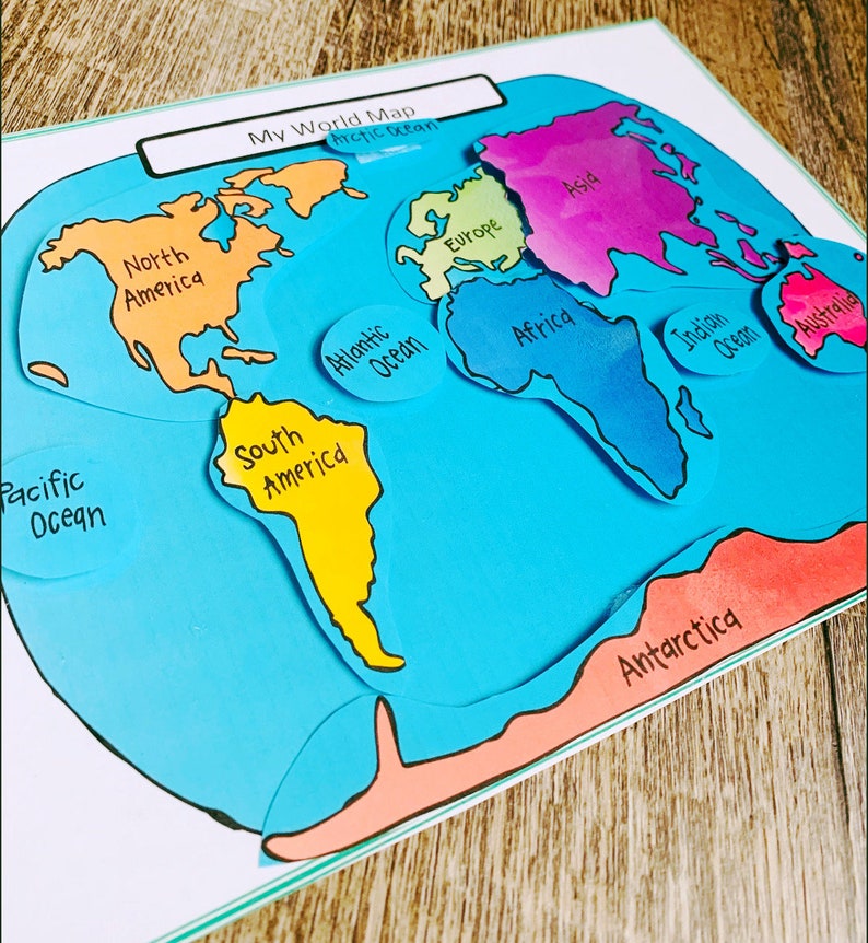 Continents and Oceans, World Map, Montessori Printable, Homeschool ...