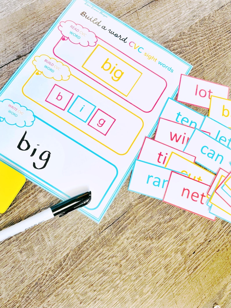 CVC Sight Words, Reading, Montessori Printable-preschool, Kindergarten ...