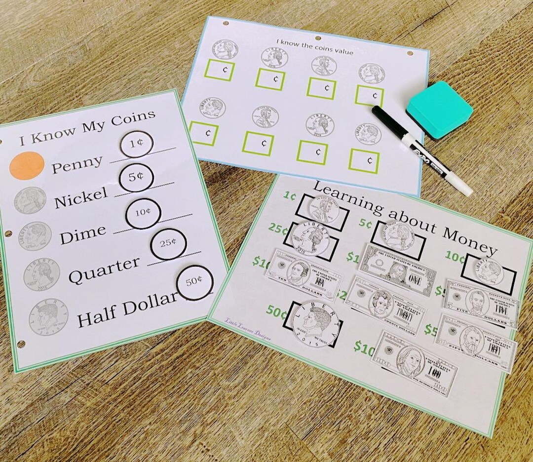 Money and Coins Matching Game, Learning About Money, Homeschool Money ...