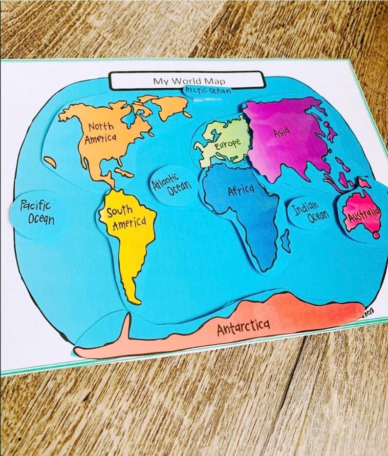 Continents and Oceans, World Map, Montessori Printable, Homeschool ...