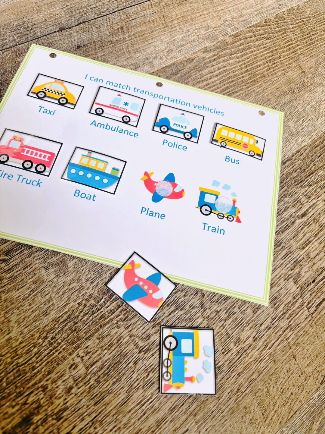 Transportation Matching Game, Homeschool Learning Game, Matching Cars ...