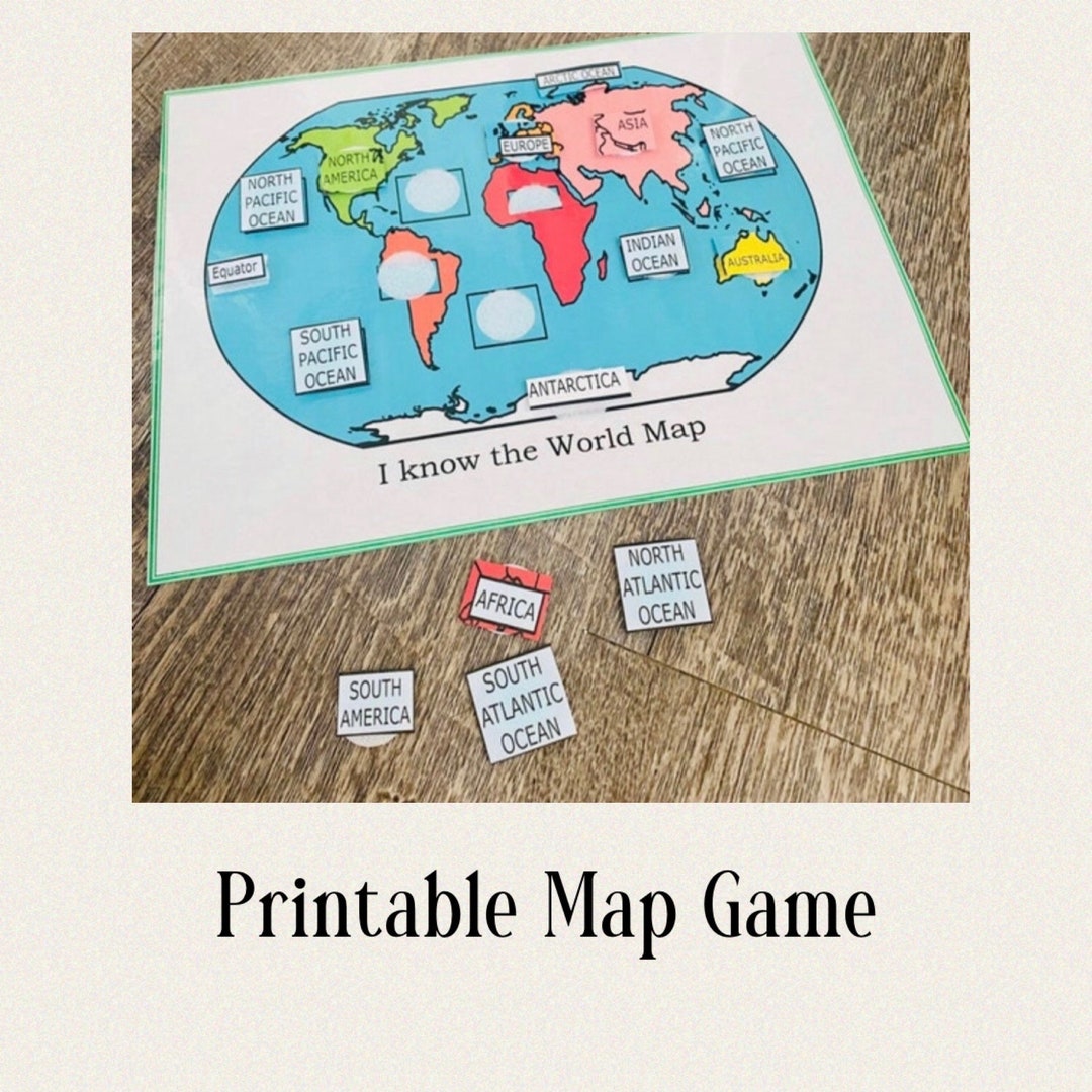 World Map Printable Homeschool Game, Homeschool Geography, Printable ...
