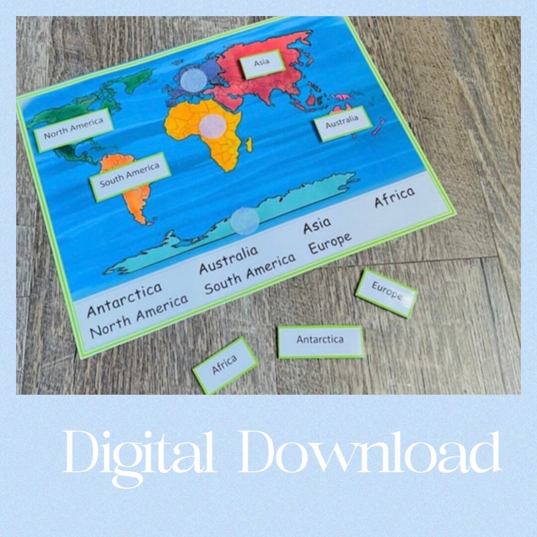 Learning Continents and Oceans Game, Educational Preschool Printable ...