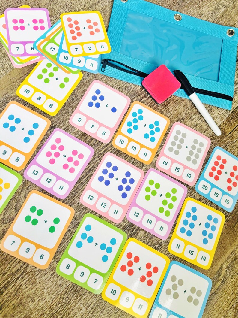 Addition Math Game, Visual Addition Cards-preschool, Kindergarten ...