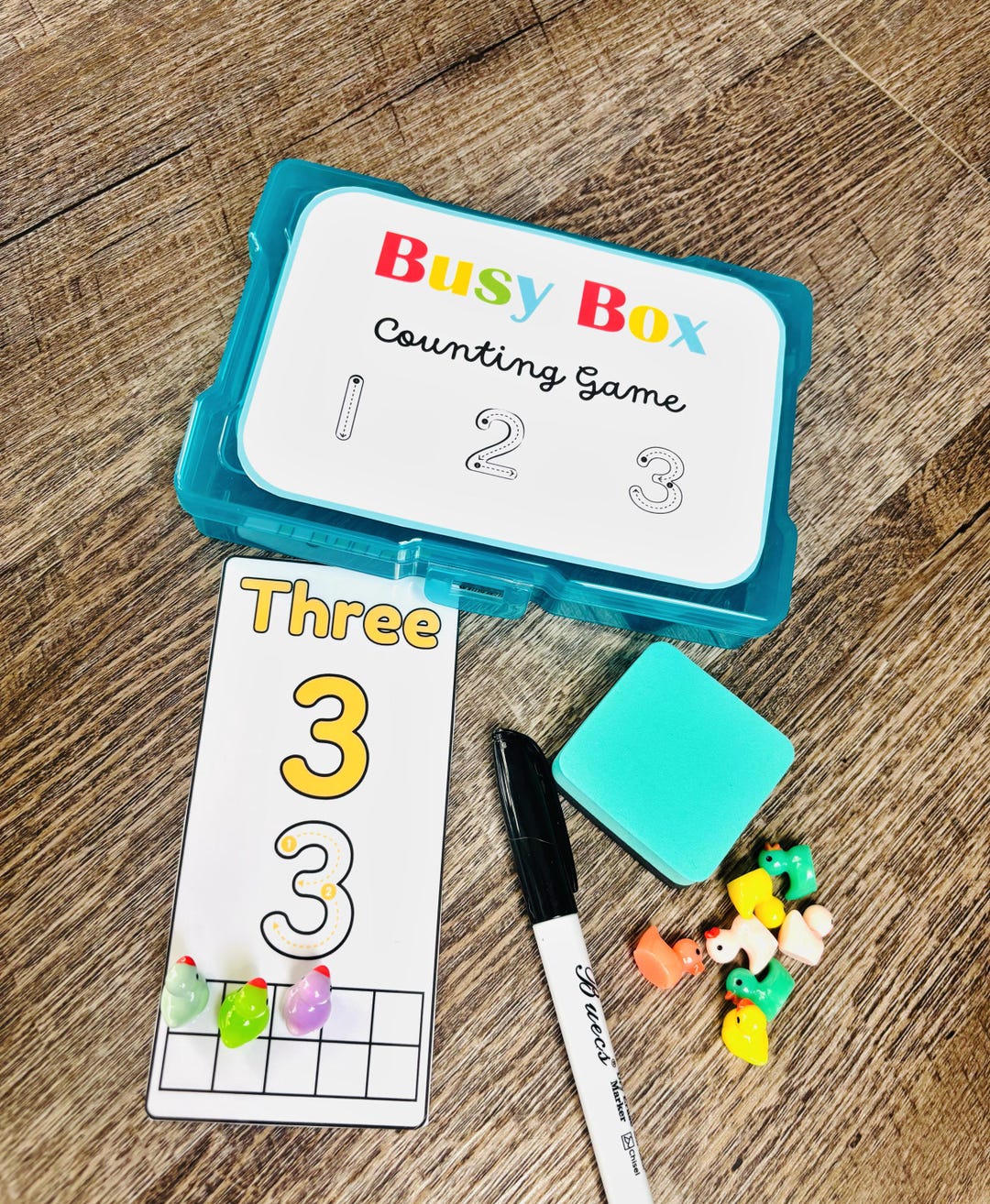 Preschool Counting Busy Box | Montessori Math Game, Kindergarten Travel ...