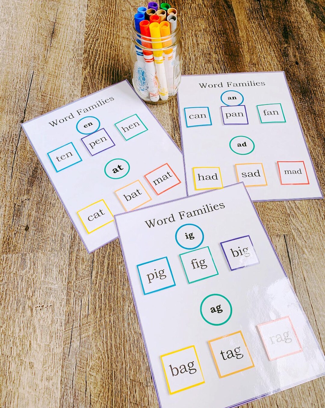 Word Family Matching Game, Homeschool Phonics Game, Educational Game ...