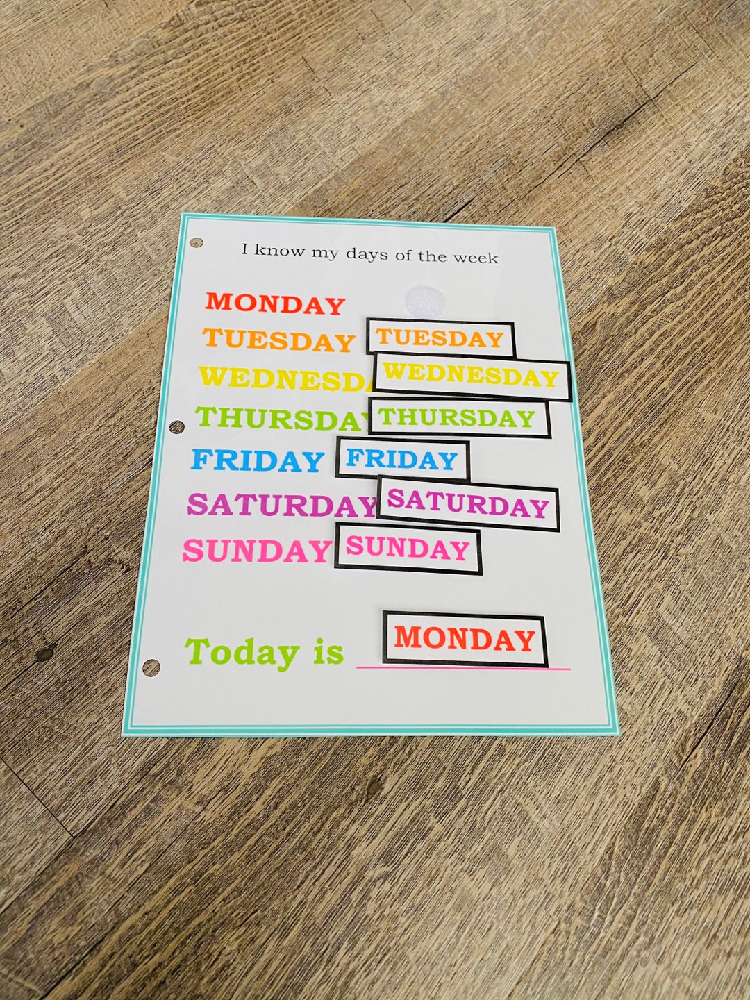 Days of the Week Matching Game - Etsy