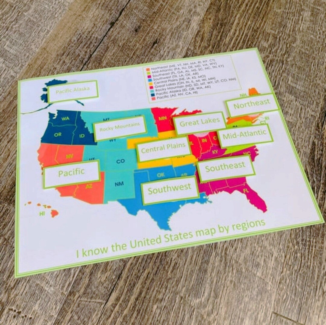 United States Regions Game, Printable Learning, Homeschool Printables ...