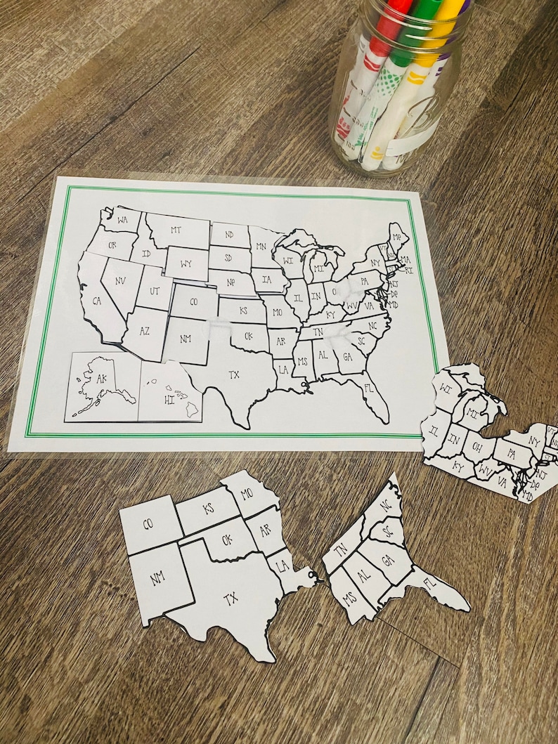 Juego de mapas de Estados Unidos Juego de educación en casa - Etsy España