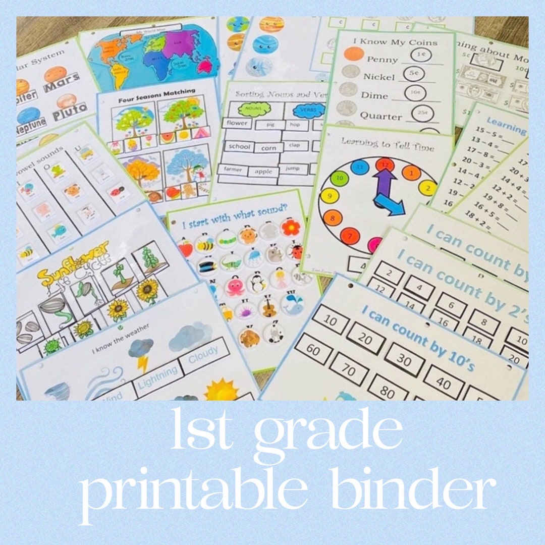 First Grade Busy Binder, Printable Educational Games, 1st Grade ...