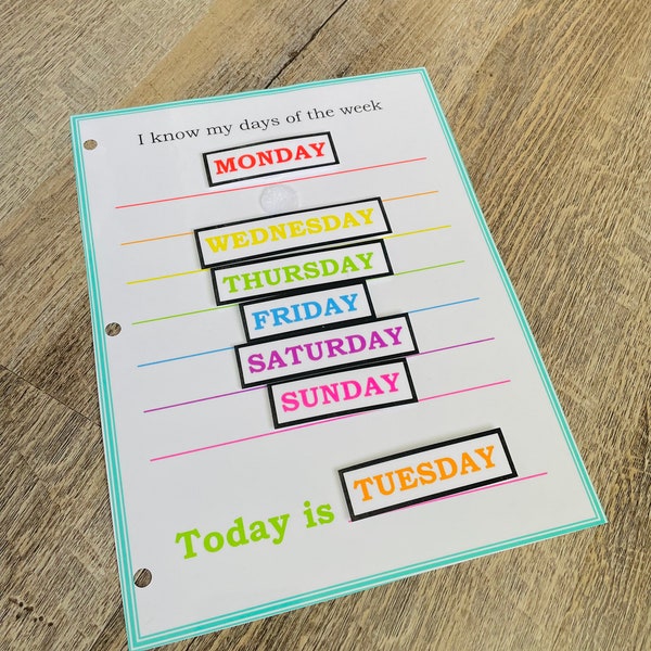 Days of the Week Chart - Etsy