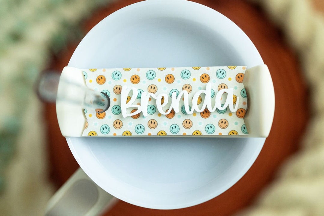 Retro Smiley Happy Stanley Name L Stanley Tag L Personalized Stanley ...