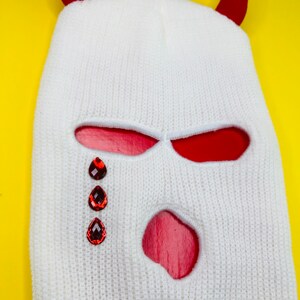 Bloody Red CRY DEVIL Ski Mask White Skimask Evil Horns Beanie - Etsy