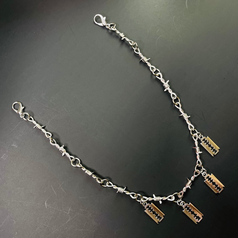 Chunky Razor Blade Barbed Thorns Spiked Wire Chain Pants Chain - Etsy