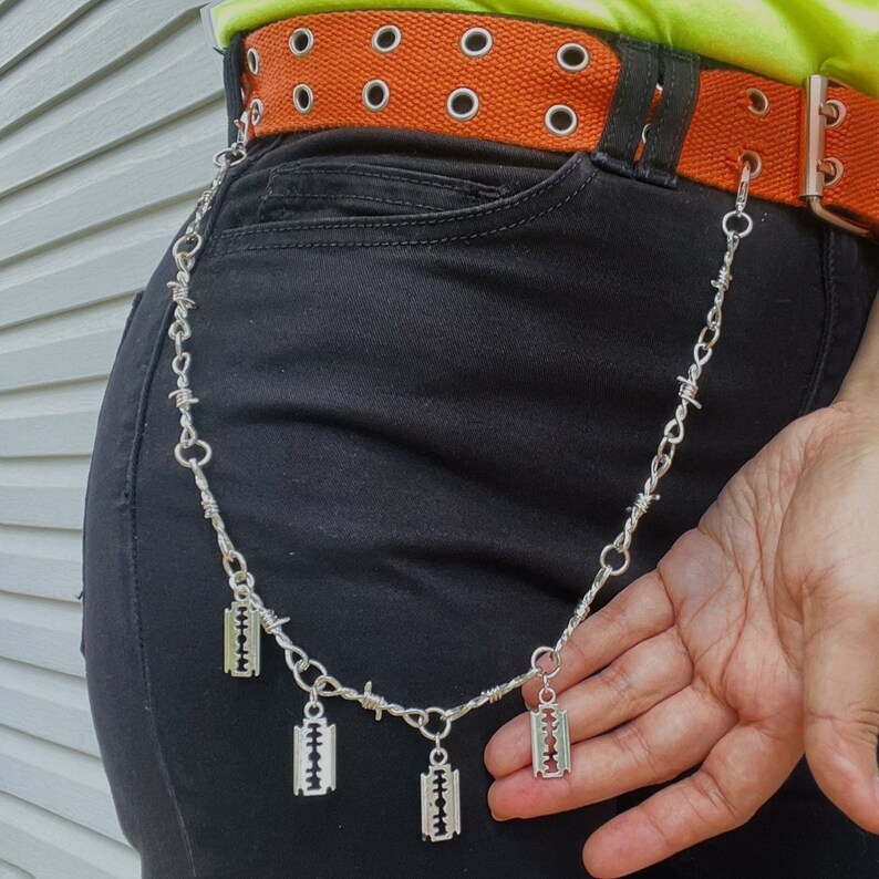 Chunky Razor Blade Barbed Thorns Spiked Wire Chain Pants Chain - Etsy