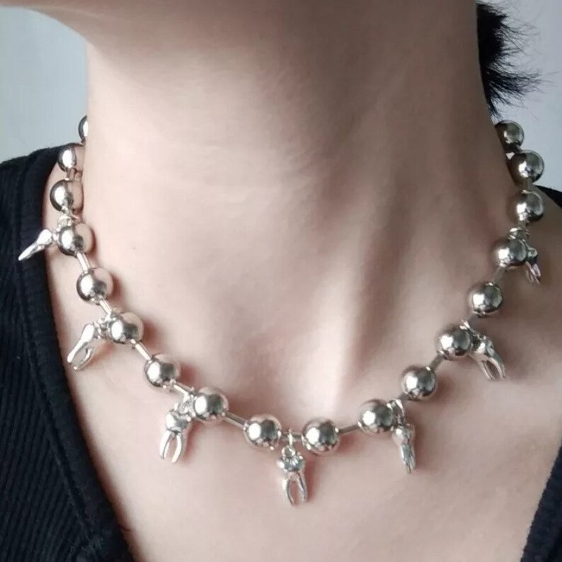 Teeth Choker Tooth Necklace Chunky Big Bead Ball Chains - Etsy