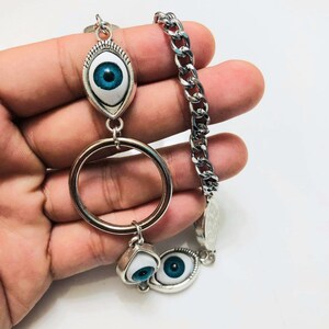 Creepy Evil Monsters 3rd Eye Red Blue Eyeballs Eye of the Heaven Choker ...
