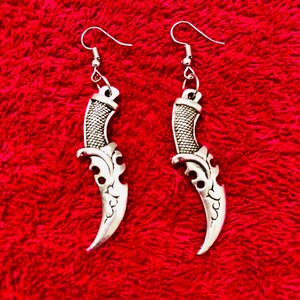 Chunky Assassin Blade Dagger Combat Knife Earrings, Hooks Earrings ...