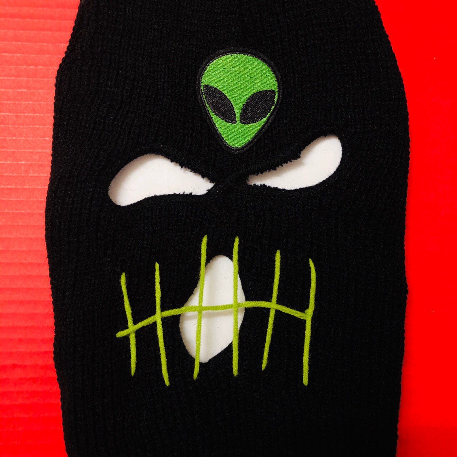 ALIEN Ski Mask Alien Patch Ski-mask Black Skimask Stitches - Etsy
