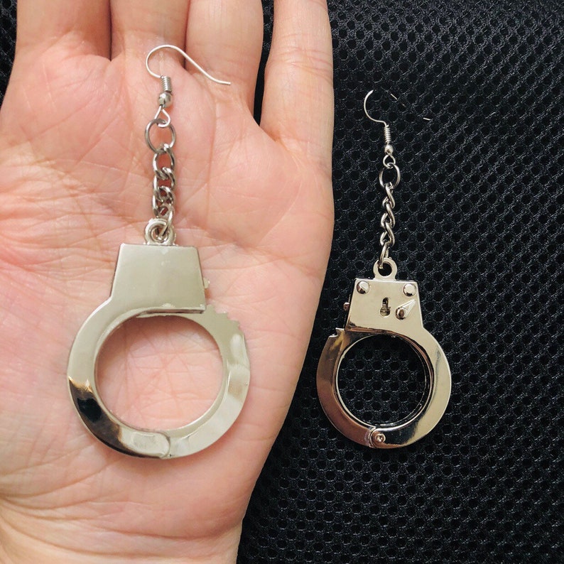 Chunky Handcuffs Earrings Drop Dangling Cuffs Weird Punk Rock - Etsy
