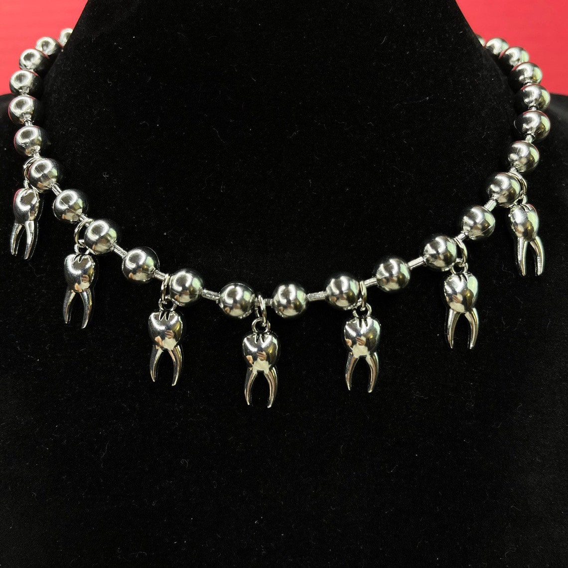 Teeth Choker Tooth Necklace Chunky Big Bead Ball Chains - Etsy