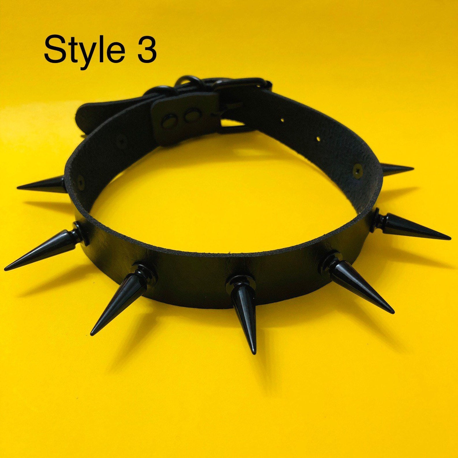 Holographic Black Gothic Spike Choker Spike Punk Collar Choker | Etsy