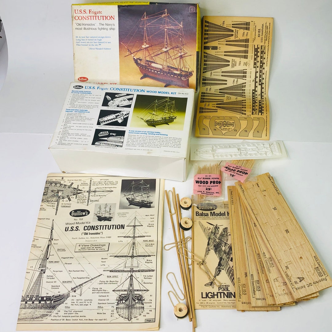 Vintage 1975 Guillow U.S.S. Frigate Constitution Old Ironsides Ship ...