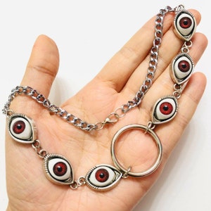 Creepy Evil Monsters 3rd Eye Red Blue Eyeballs Eye of the Heaven Choker ...