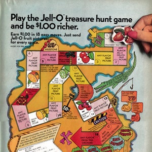 1967 JELL-O Jello Treasure Hunt Game Earn 1.00-fruit-original 13.5 10.5 ...