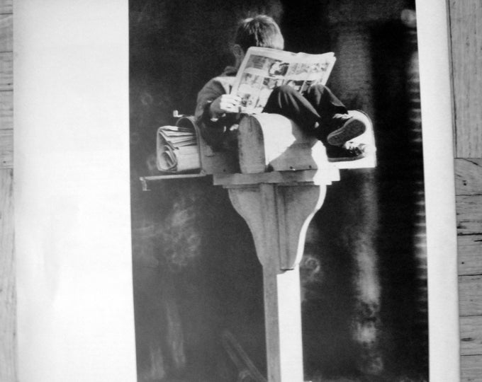 1965 Young Boy Sitting on Mailbox Reading-get Away -humorous Magazine ...