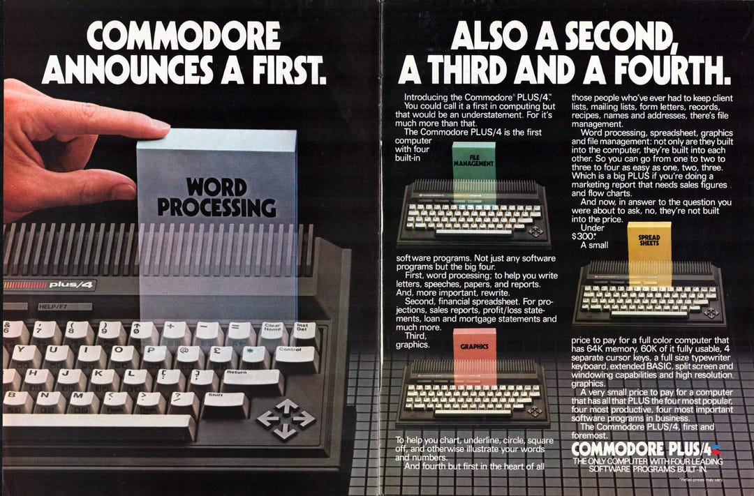 1984 Commodore Plus 4 Computer Software Inc Original 2 Page Magazine Ad - Etsy