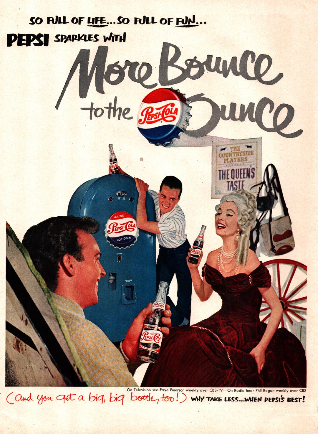 1951 Pepsi Cola Party Scene Blue Vending Machine Bottle Original 13.5 ...