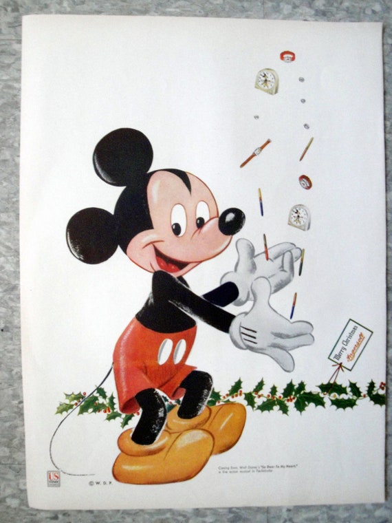 1948 Mickey Mouse Watch Clock Walt Disney Ingersoll Original - Etsy