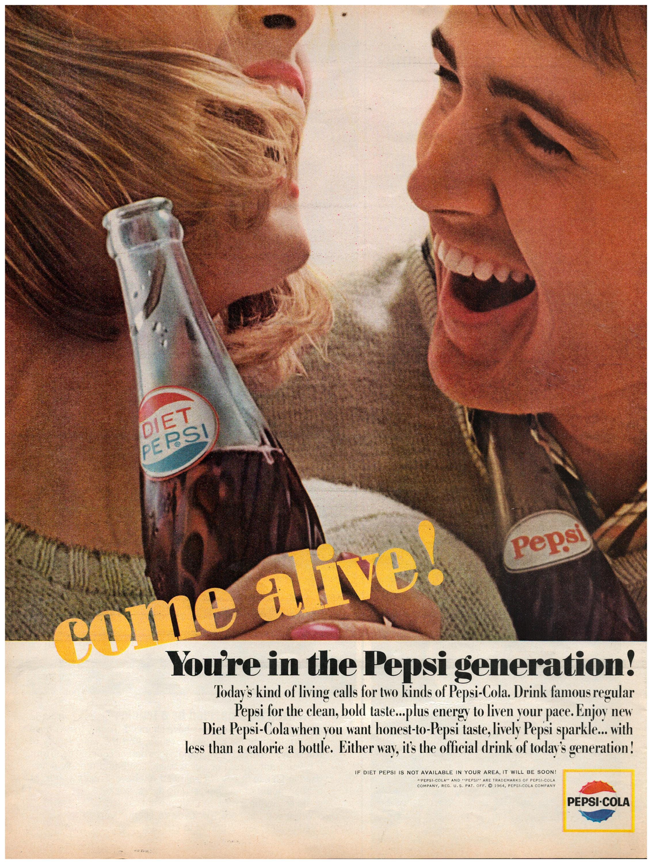 1964 Pepsi Cola-come Alive Pepsi Generation Original 13.5 10.5 Magazine ...