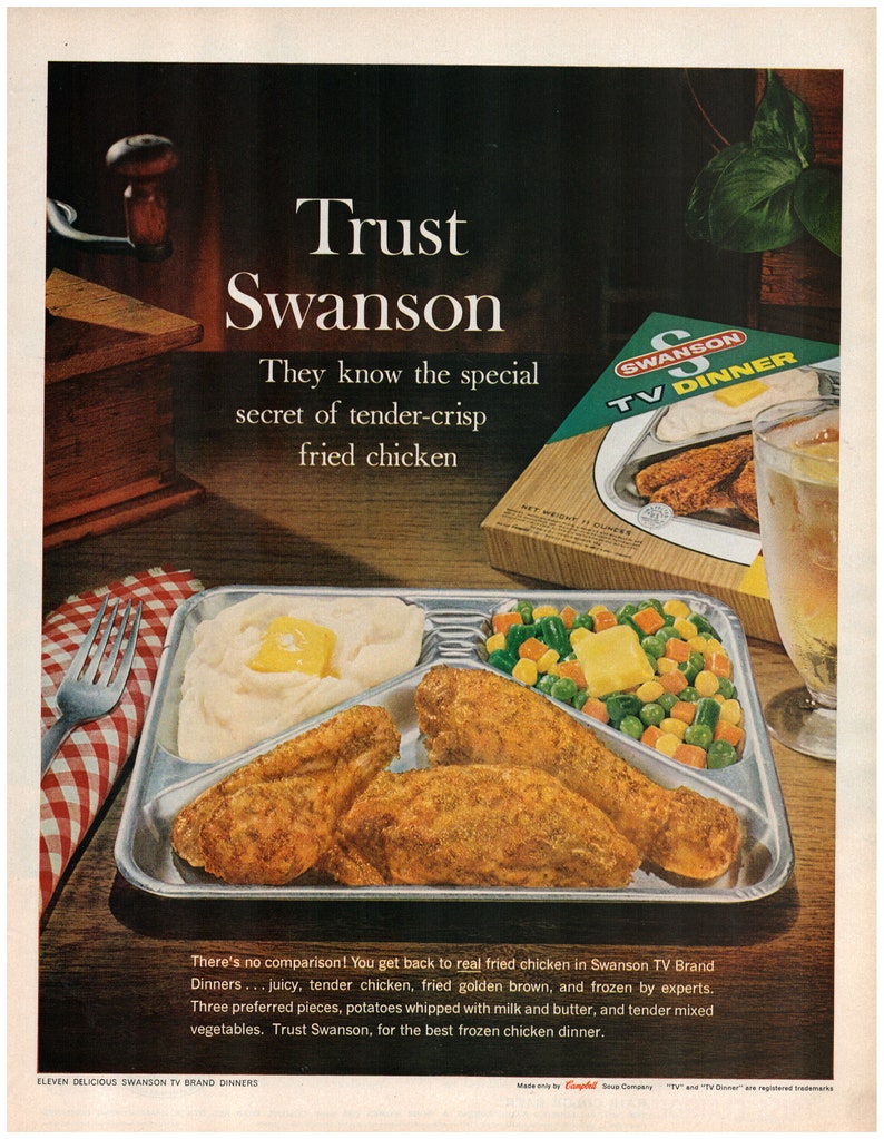 1961 Swanson TV Dinner Fried Chicken Frozen Original 13.5 - Etsy
